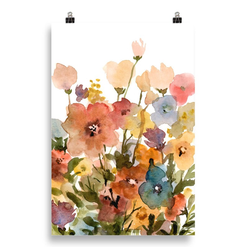 Large Floral Poster Wildflowers Painting Flower Meadow Art Prints ...