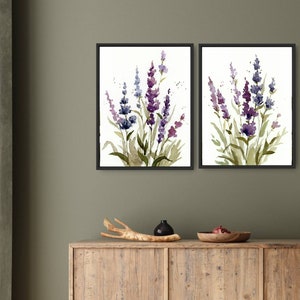 Lavender Wall Art Set Watercolor Painting Lavender Flowers Set of 2 Art ...