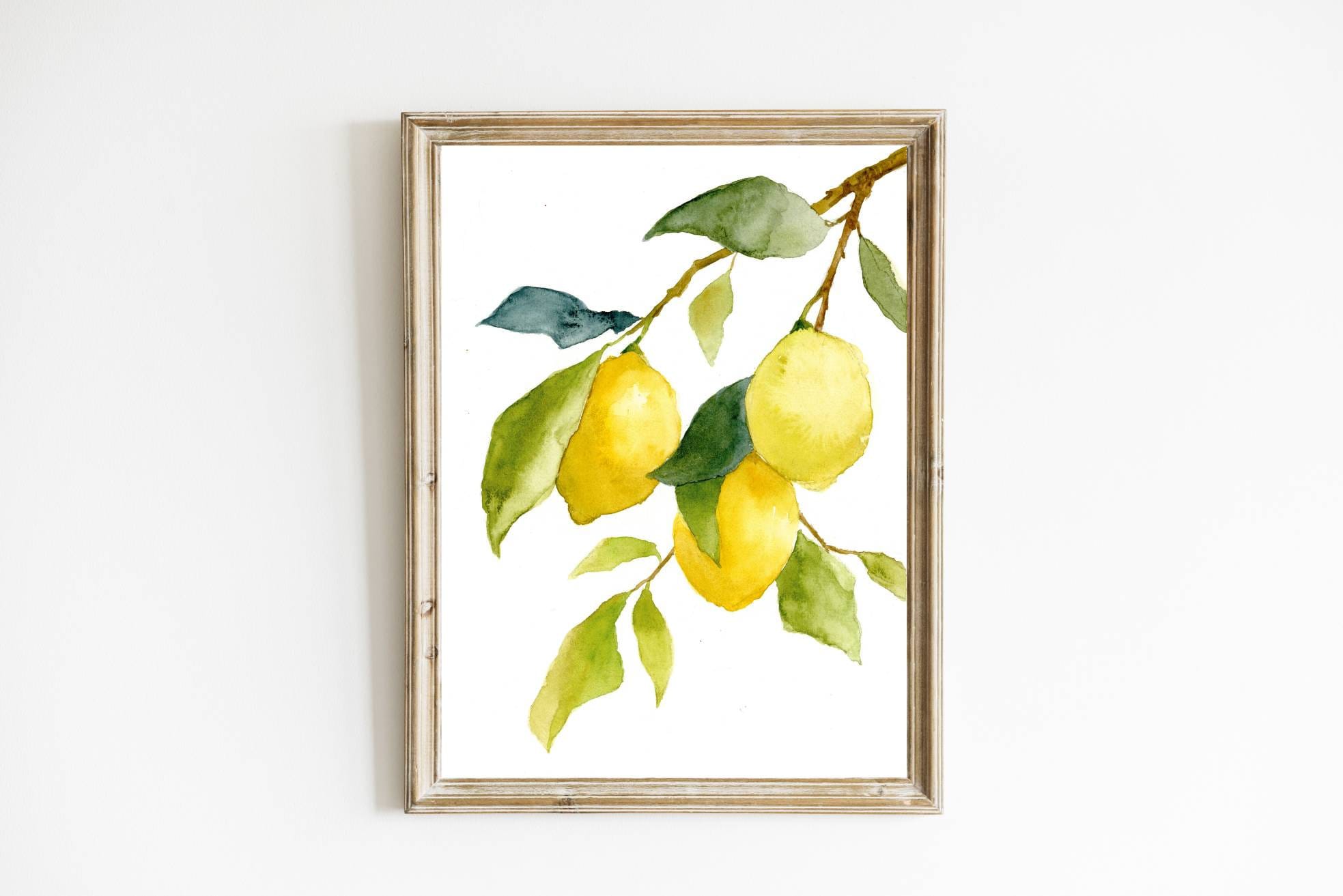 Lemon Painting Watercolor Print Botanical Art Print Kitchen - Etsy