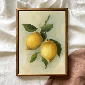 Small Oil Painting Lemon Kitchen Art Prints Minimalist Wall Art Oil ...