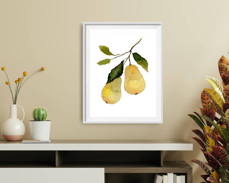 Pears Watercolor Painting Pear Tree Print Kitchen Wall Art - Etsy