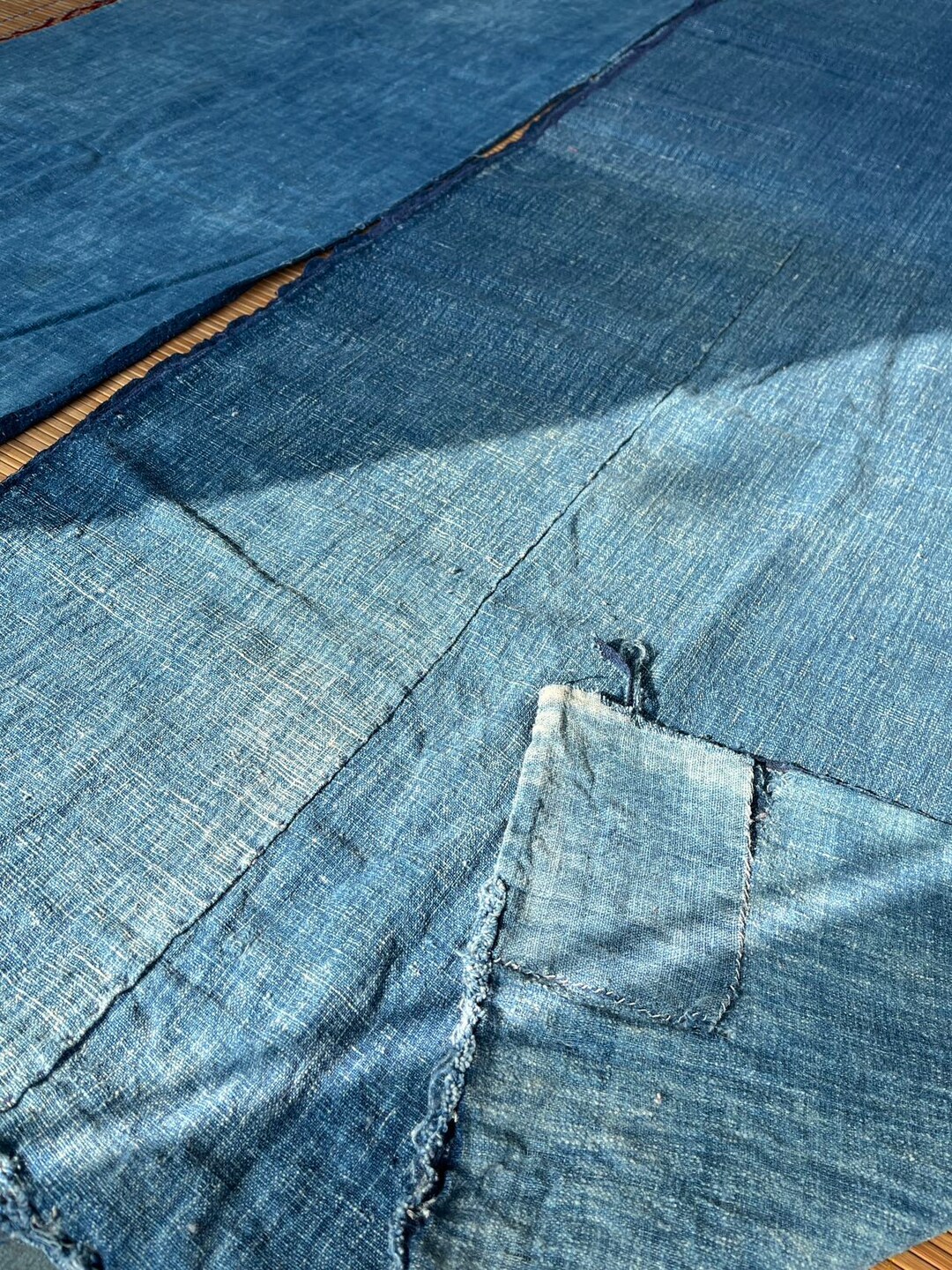 Vintage Chinese Handwoven Cotton Fabric Boro Patchwork Antique Faded ...