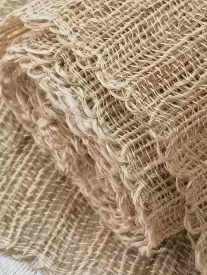 Rustic Handwoven Ramie Fabric: Natural Fiber Table Runner - Sold by ...