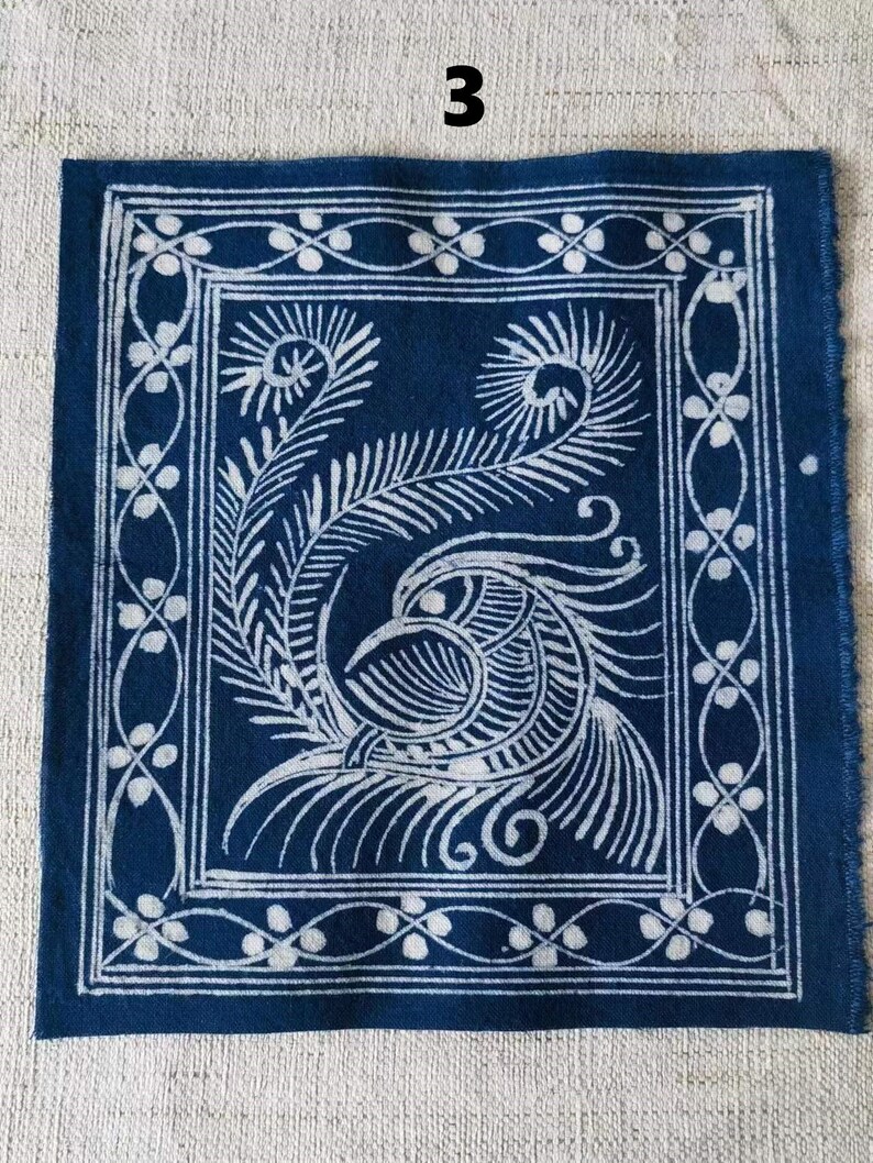 Indigo Blue Batik Fabric Scraps Hand Draw Hmong Motifs - Etsy