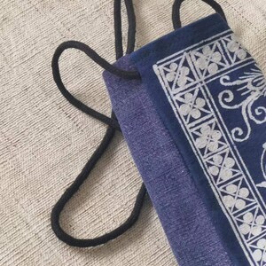 Cross Body Cell Phone Bag - Hand Drawn Batik - Natural Indigo Dyed ...