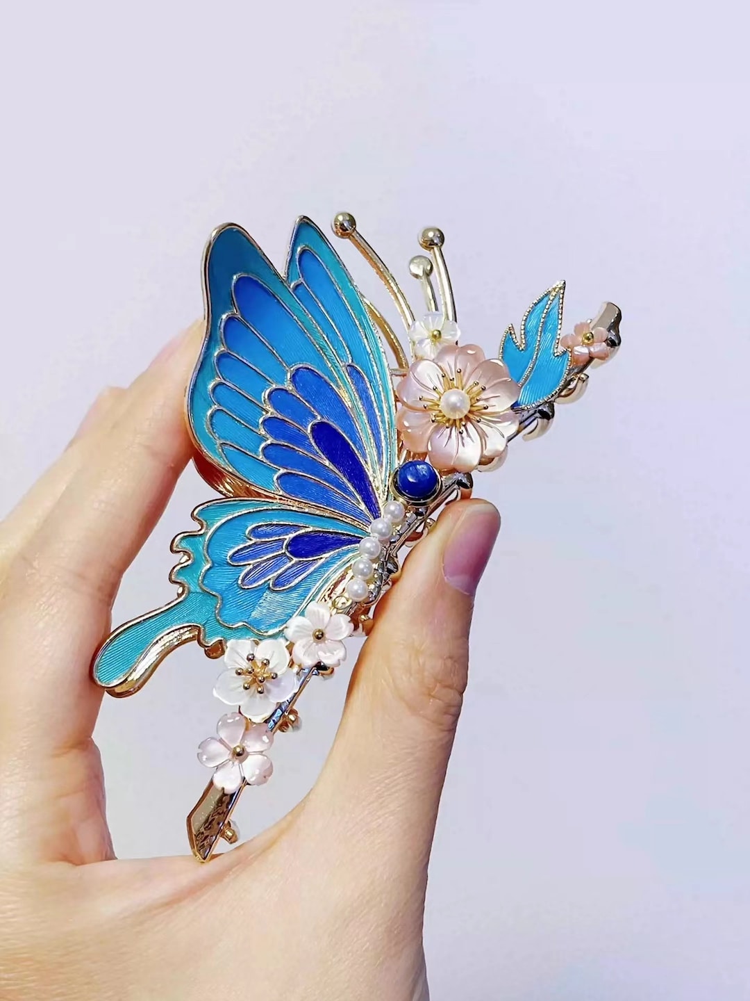 Hair Claw Clip With Tian-tsui Technique Dotting Naturally Goose Feather ...