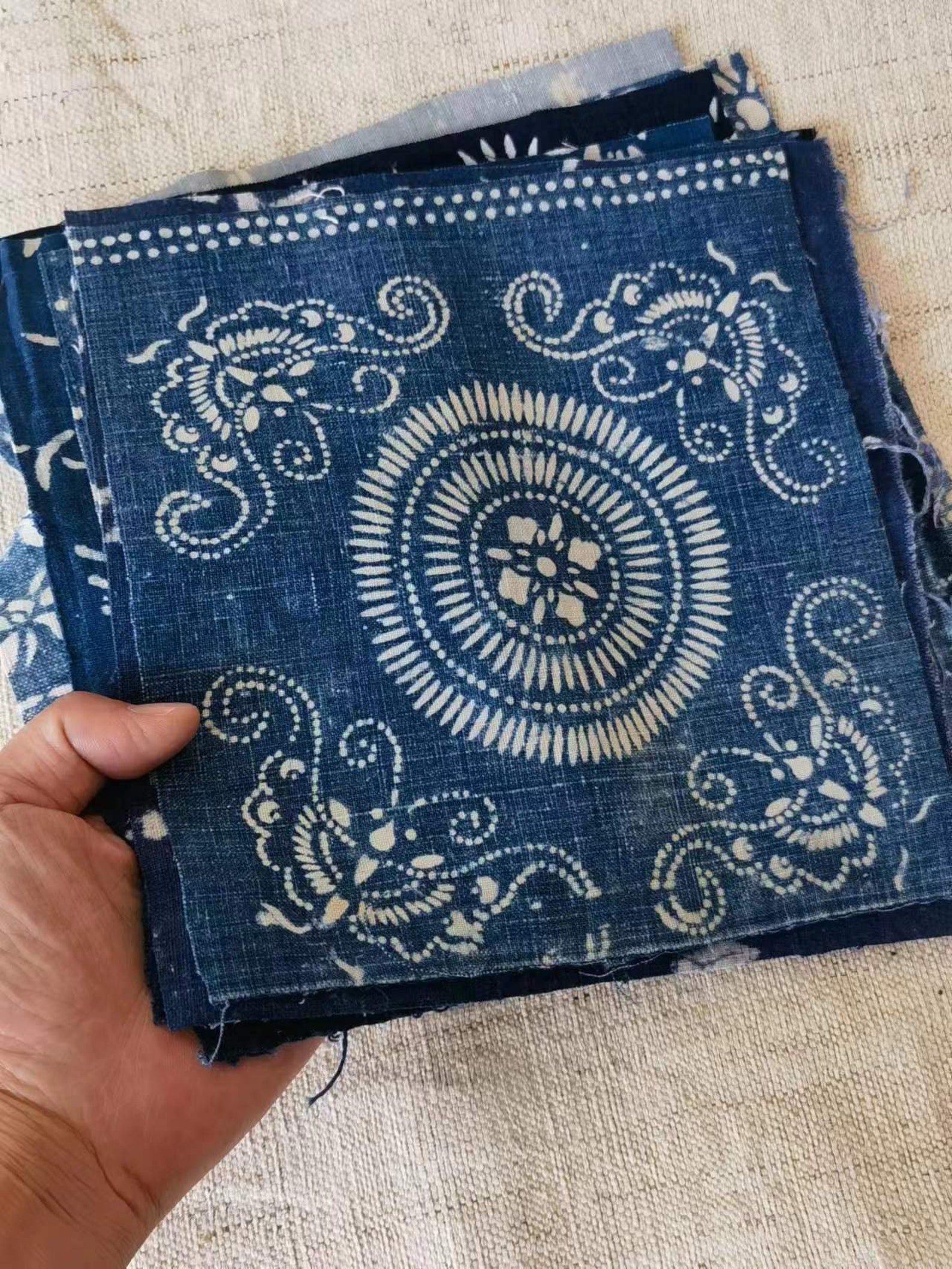 10pcs Vintage Chinese Batik Fabric Scraps 20cmx20cm Indigo - Etsy