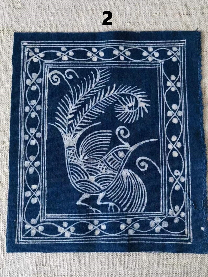 Indigo Blue Batik Fabric Scraps Hand Draw Hmong Motifs - Etsy