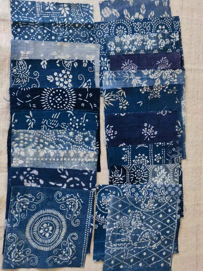 10pcs Vintage Chinese Batik Fabric Scraps 20cmx20cm Indigo - Etsy