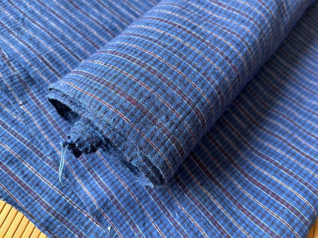 Vintage Handwoven Cotton Fabric: Navy Blue Stripe Sashiko Crafting - Etsy