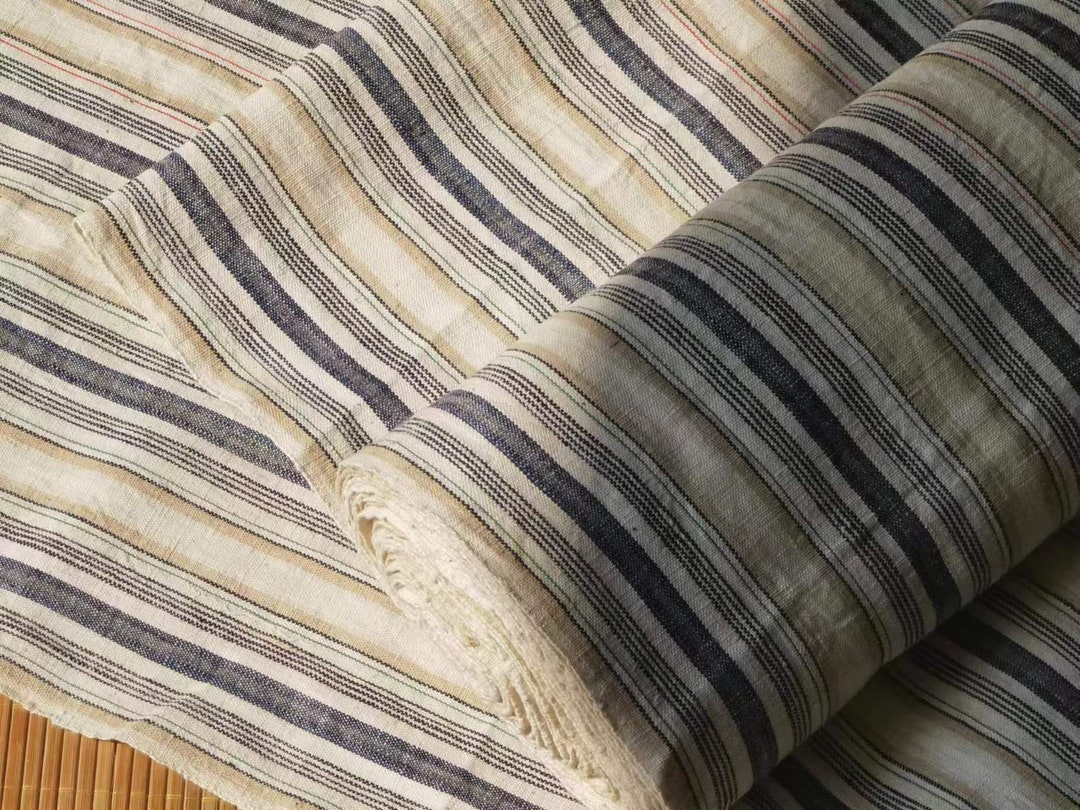 Vintage Cotton Handwoven Fabric Rare Nankeen Fabric Ticking Stripes ...