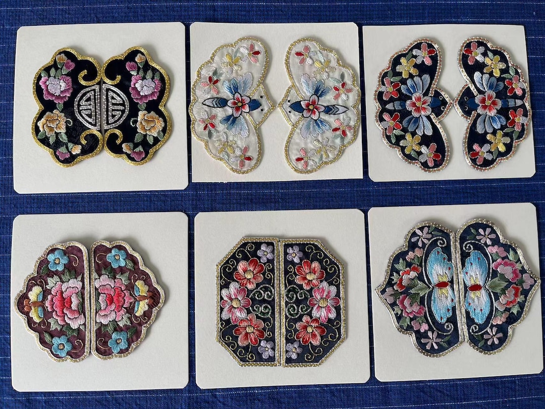 A Pair of Suzhou Embroidered Patch - Chinese Hand Embroidery Sew on ...