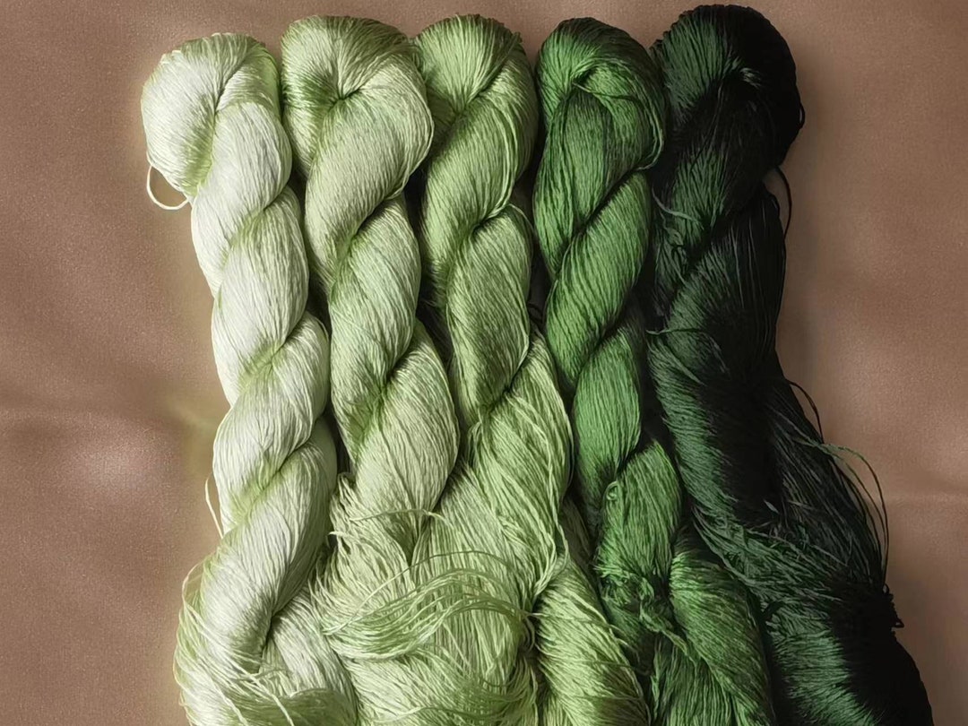 Gradient Green Mulberry Silk Embroidery Floss: 5 Skeins for DIY Fringe ...