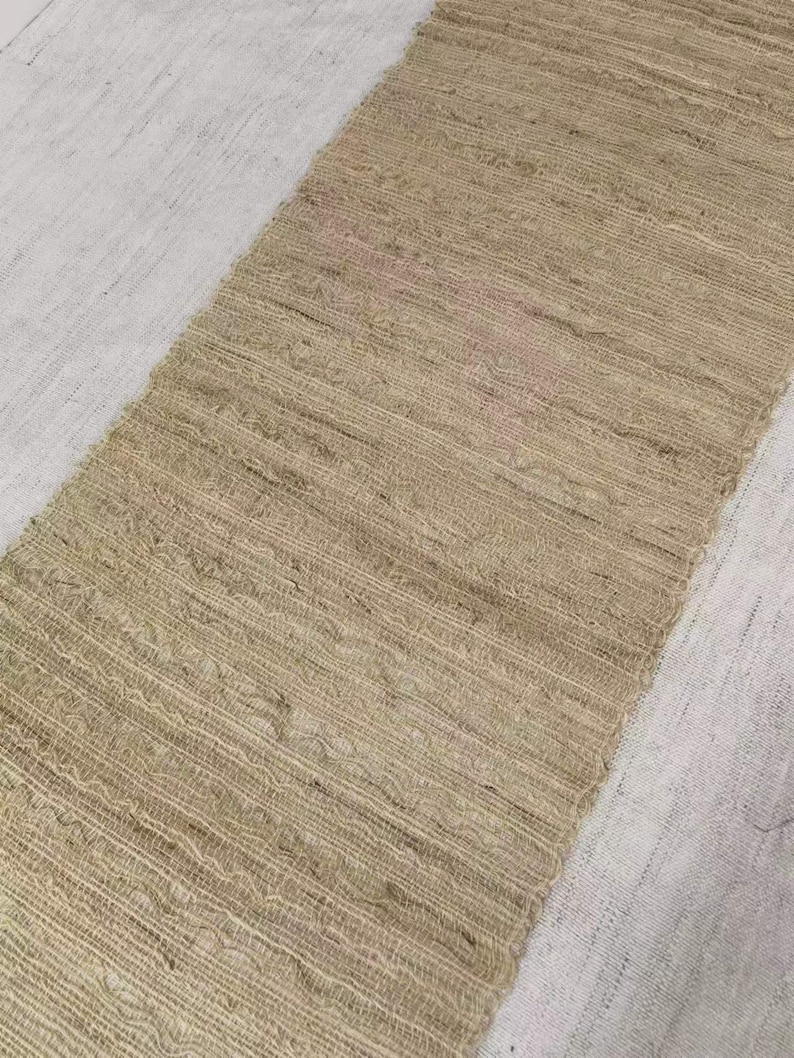 Rustic Handwoven Ramie Fabric: Natural Fiber Table Runner - Sold by ...