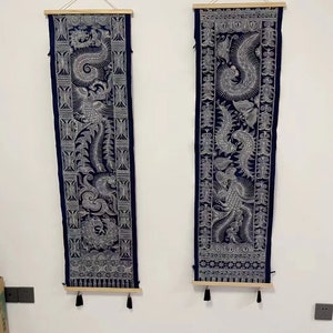 Chinese Hmong Miao Batik Fabric - Hand Draw - Wax Resist Indigo Dye ...