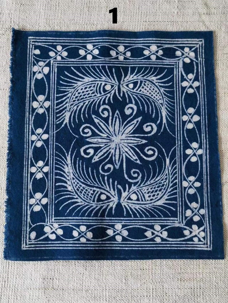 Indigo Blue Batik Fabric Scraps Hand Draw Hmong Motifs - Etsy