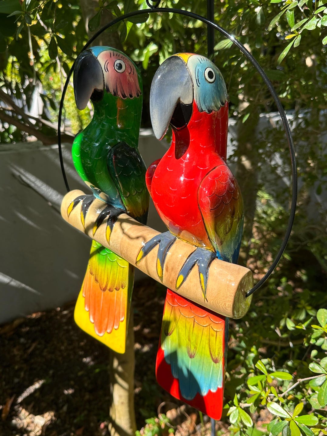 16” Double Wood Carved Parrot - Etsy