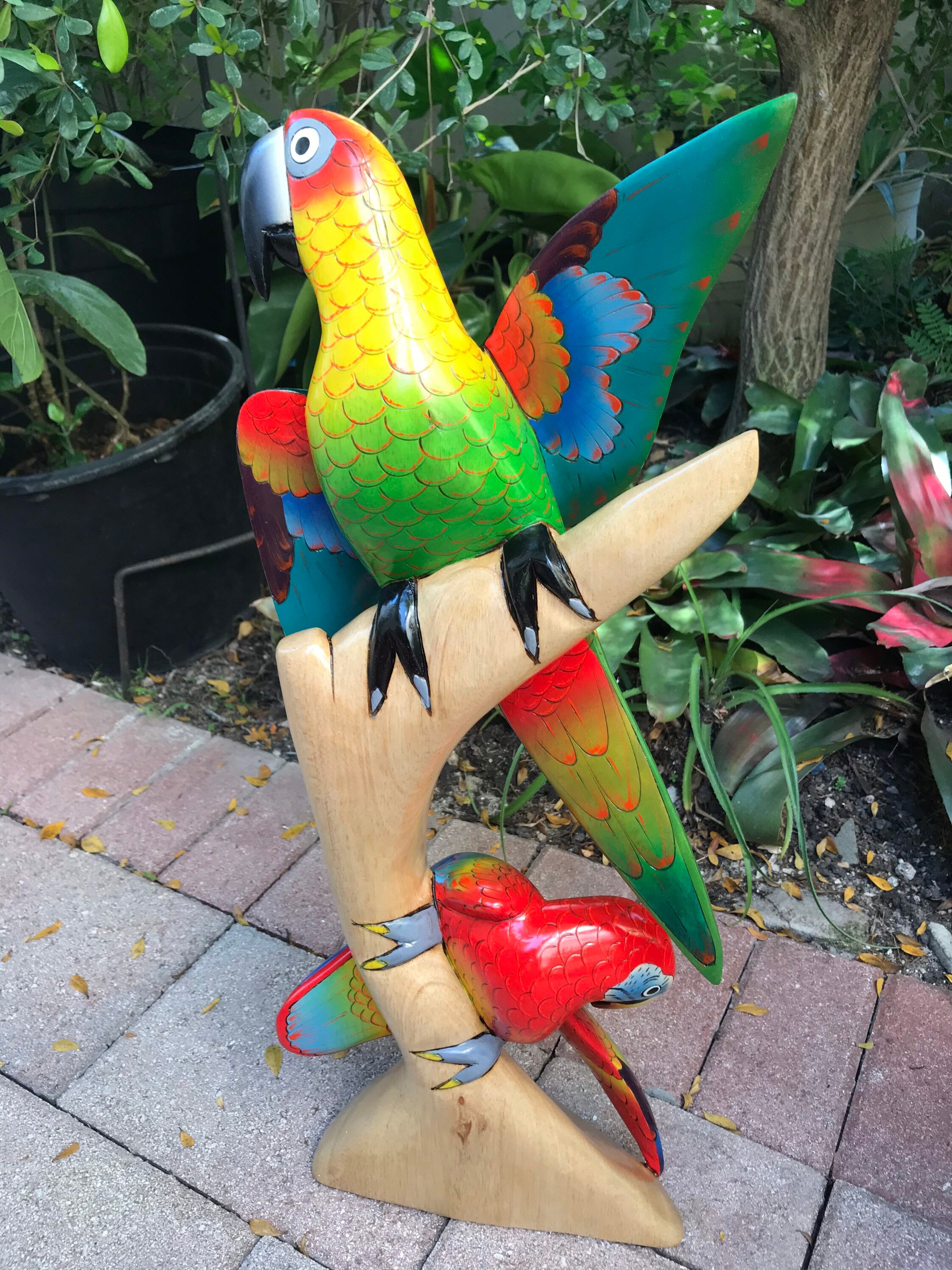 24 wooden doble carved parrots base | Etsy