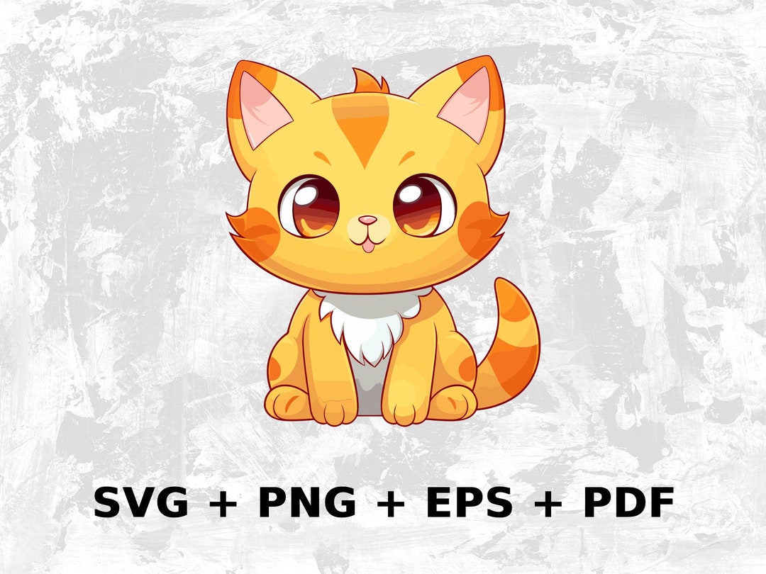 Cartoon Orange Cat Svg Png Eps Commercial Use Clipart Vector - Etsy