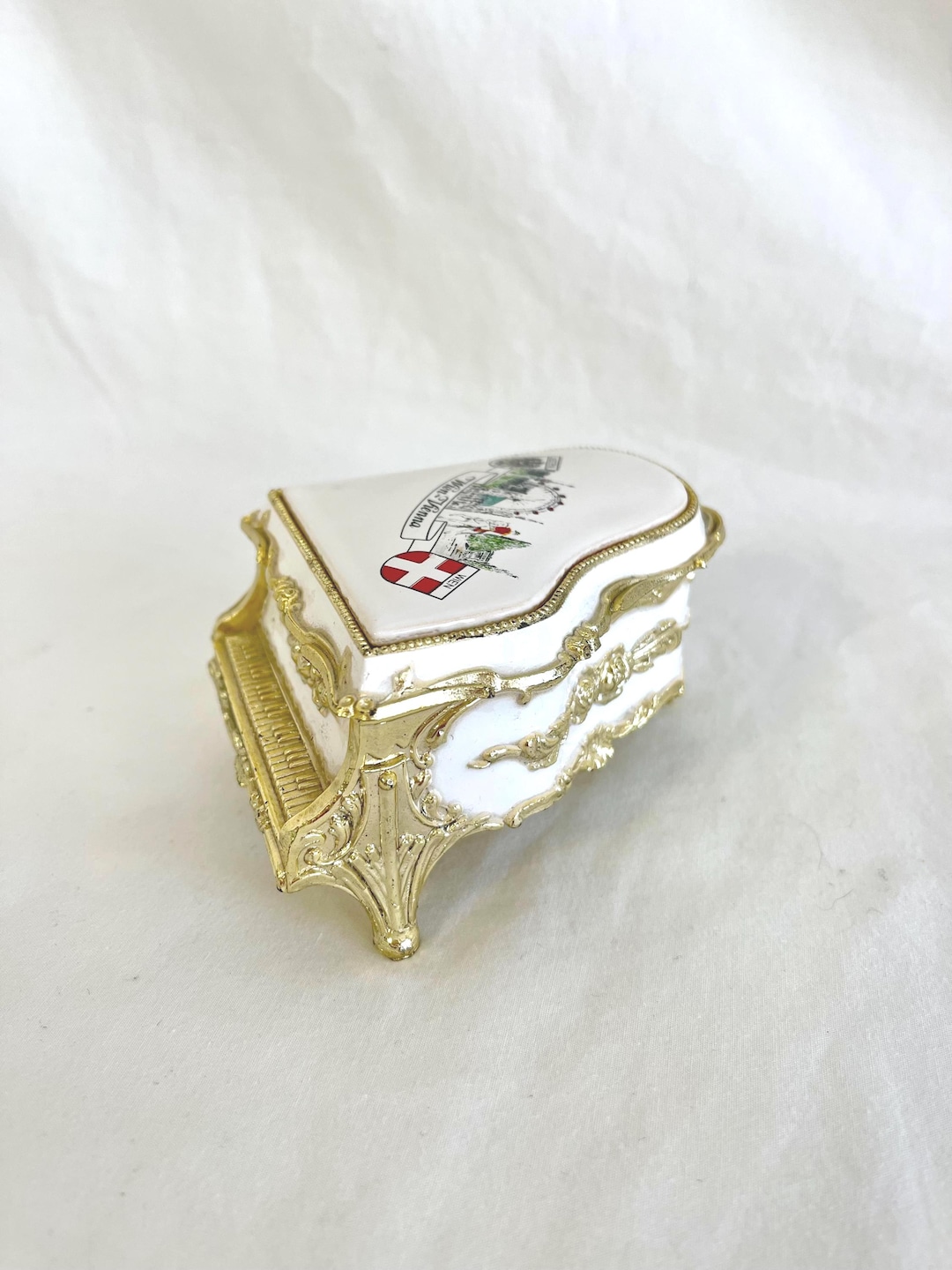 Elegant Vintage Music Box - Miniature Grand Piano in Rococo Style ...