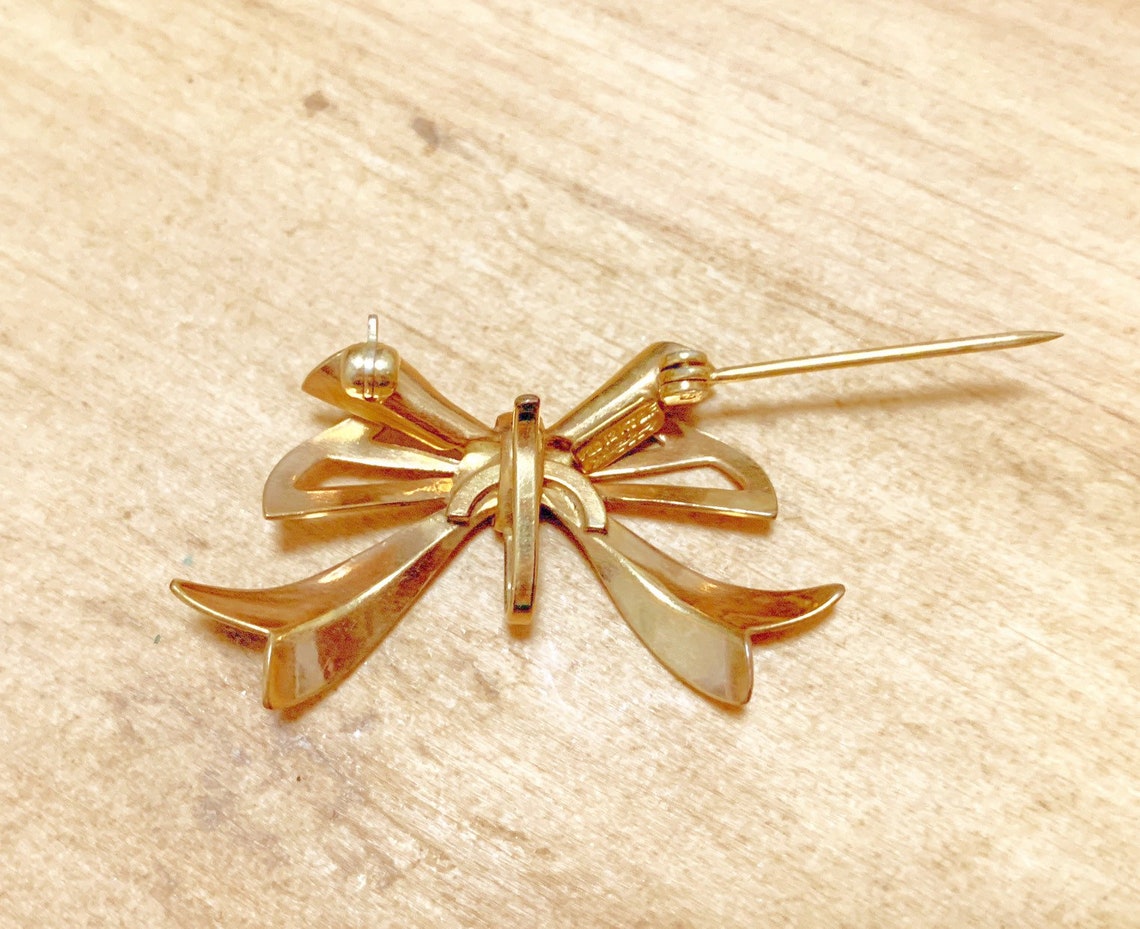 Beautiful Vintage Gold Bow Brooch Pin - Etsy