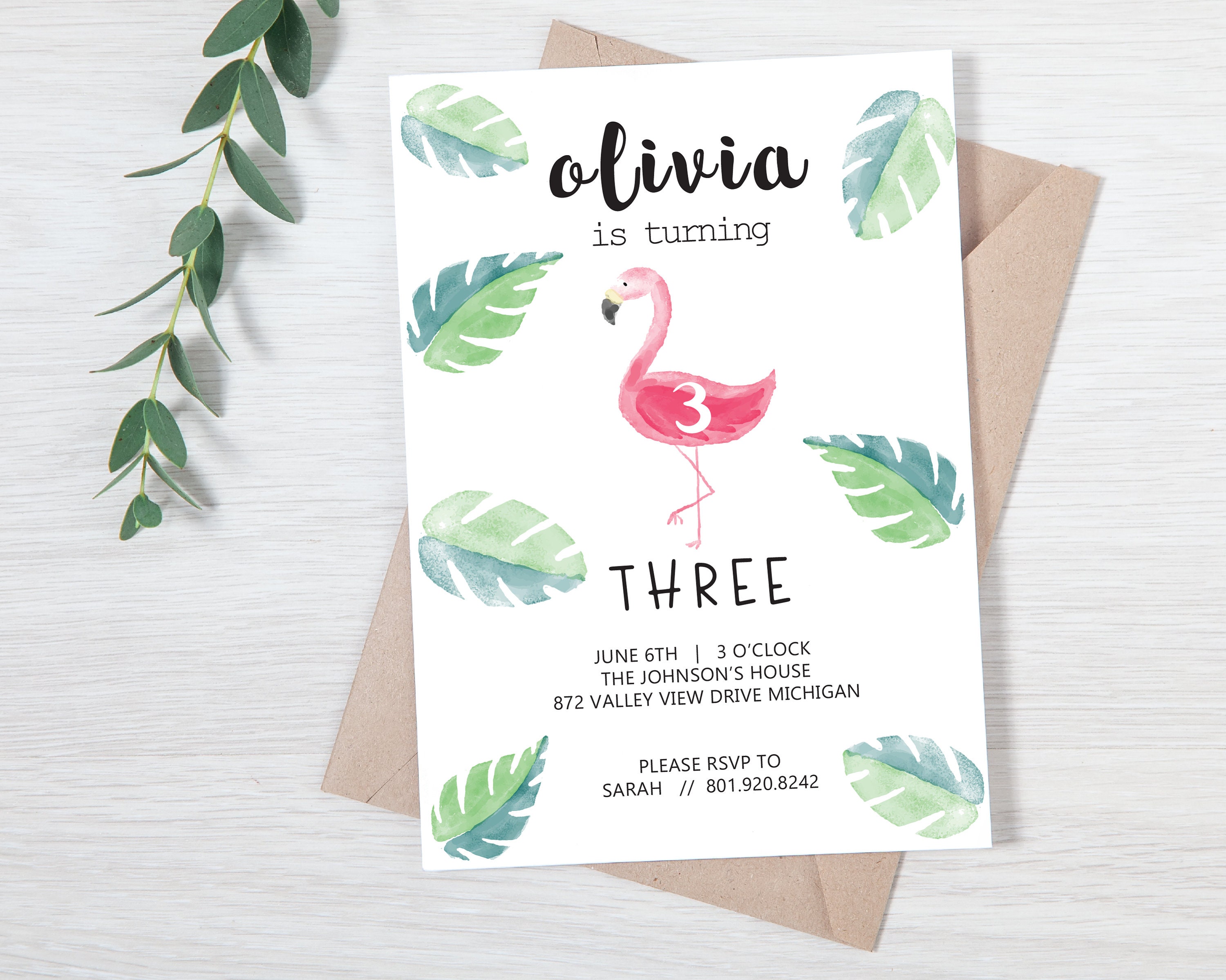 Flamingo Party Invitation flamingo Birthday Invite Pineapple - Etsy