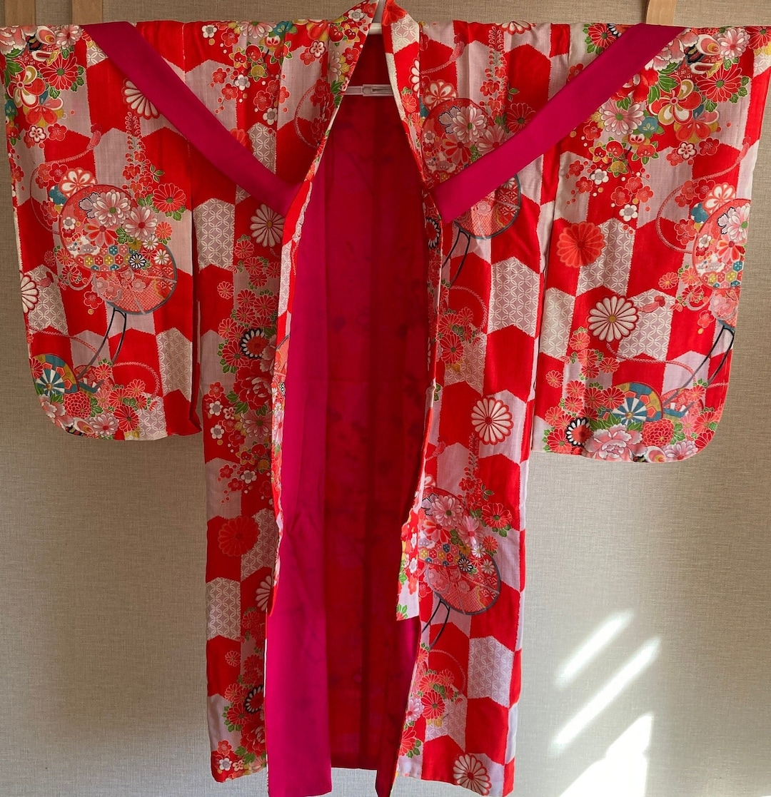 Vintage Japanese Celebration Kimono for Toddler Girl pure Silk ...