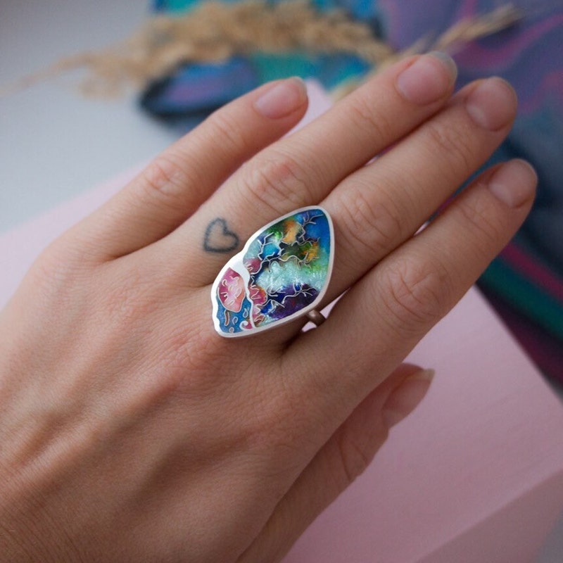 Enamel Ring - Etsy