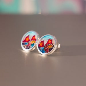 Enamel Silver Earrings. Dawn in the Mountains. Cloisonne Enamel ...