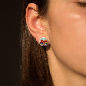 Enamel Silver Earrings. Dawn in the Mountains. Cloisonne Enamel ...