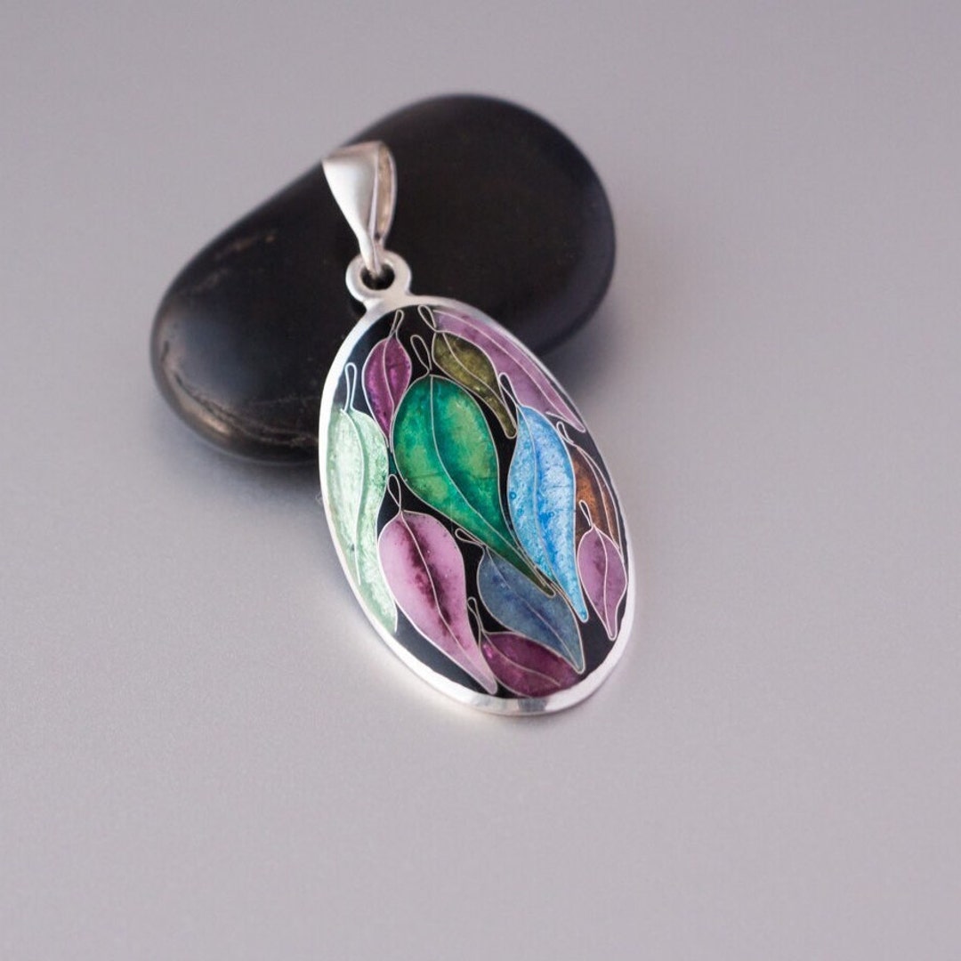 Enamel Silver Pendant. Sterling Silver. Cloisonne Enamel Pendant ...
