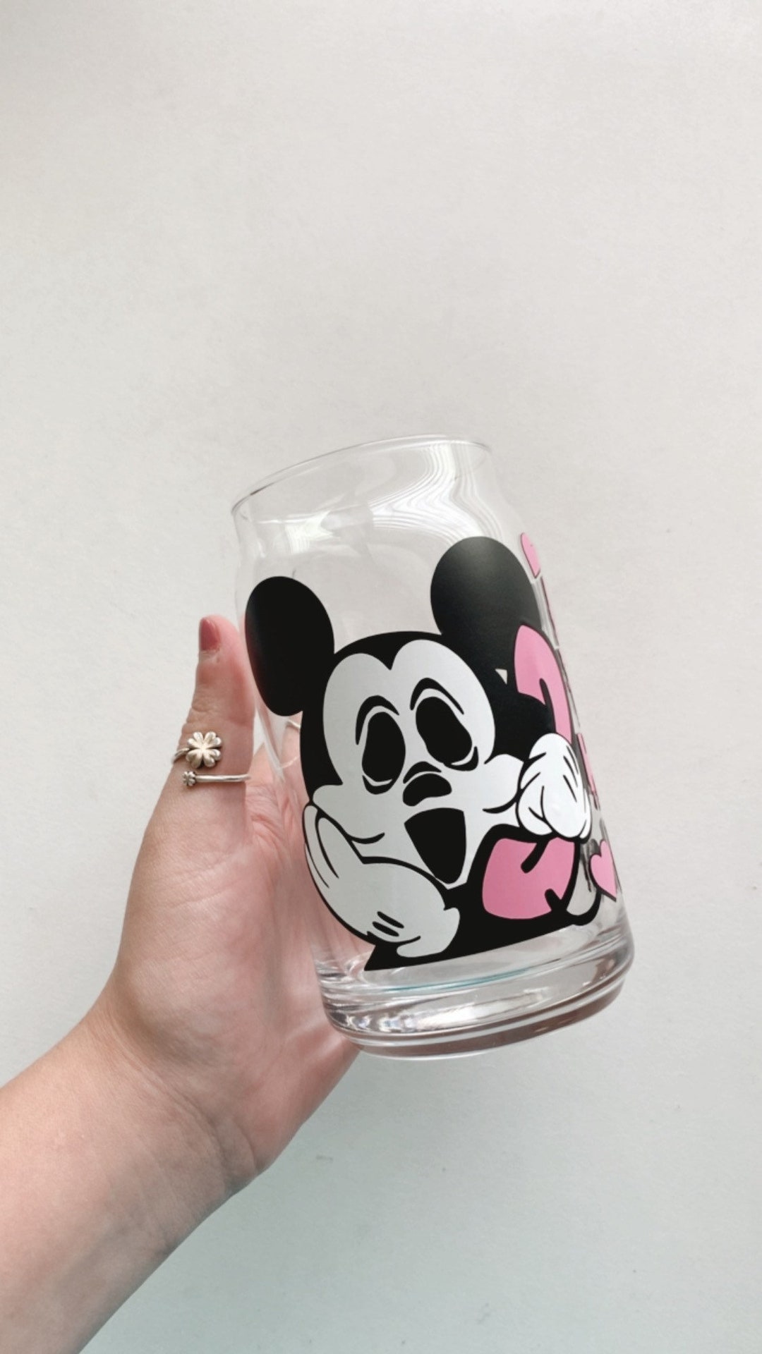 Buy Mickey Mouse Ghostface Pink Glass Can Iced Coffee Cup Disney Online ...