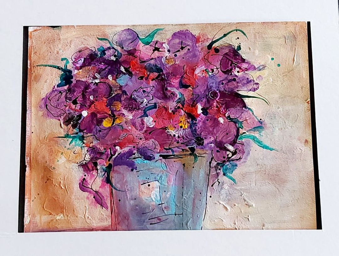 Purple Riot Original Mixed-media Floral Painting - Etsy