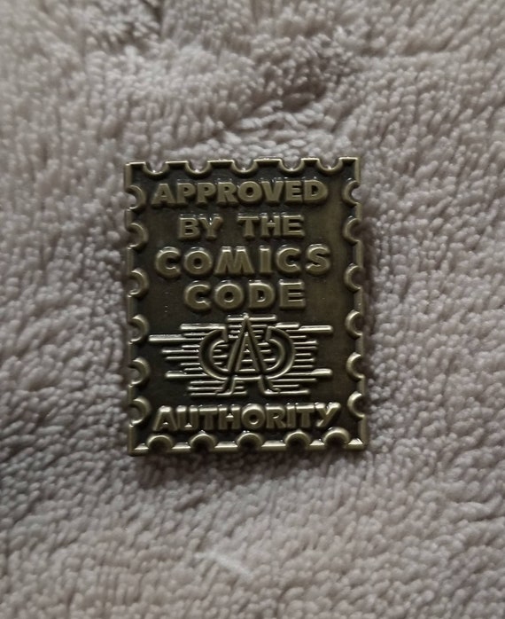3D Pin of Retro Comic Authority Stamp - Etsy