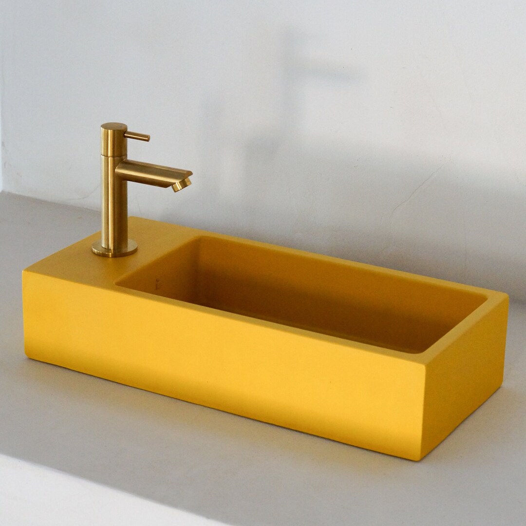 Concrete Countertop Basin Concrete Hand Basin Yellow Basin - Etsy UK