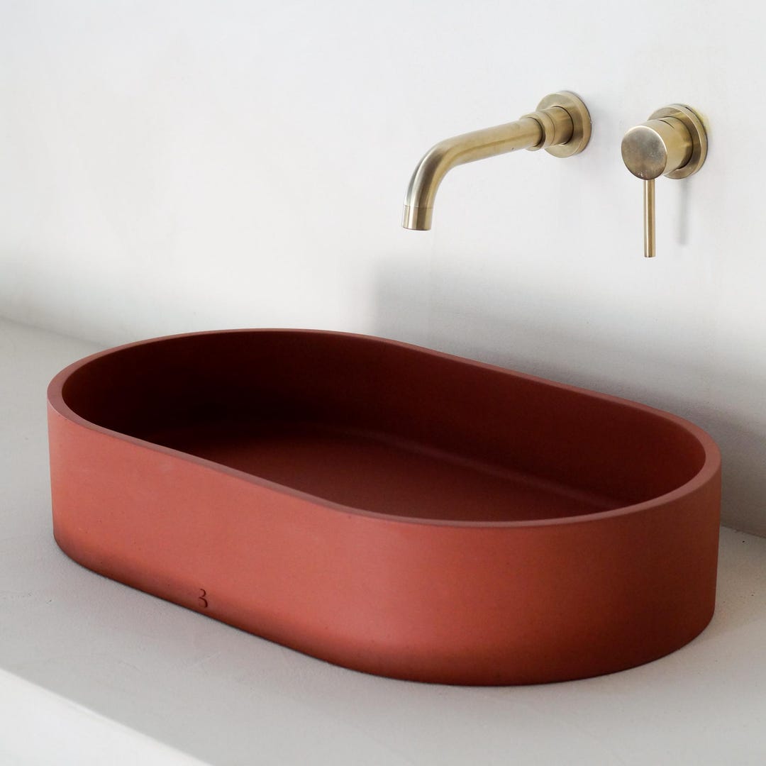 Red Sink Oval Sink Large Sink Countertop Sink Bathroom Sink - Etsy