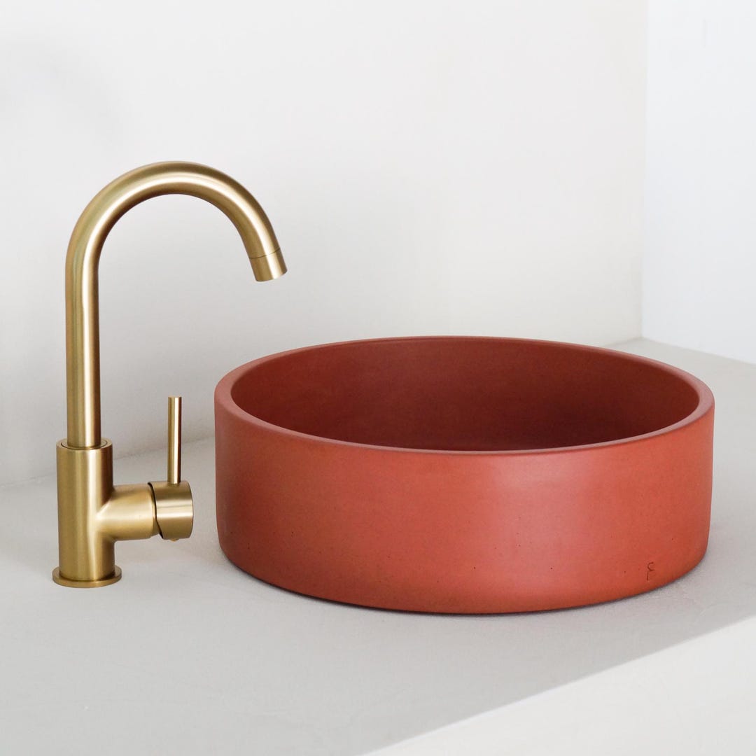 Garnet Red Concrete Washbasin N6 36.9 X 11.3 Cm - Etsy