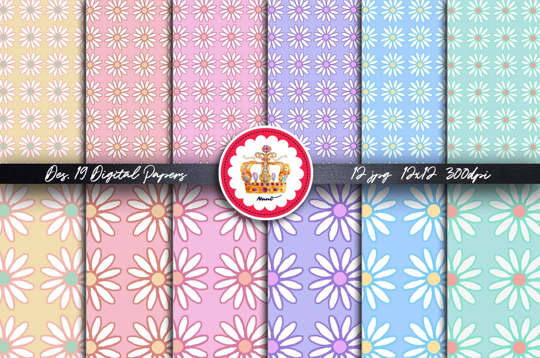 DAISY Digital Paper Pack – 12 JPG 300dpi – 12”x12” (instant Download ...