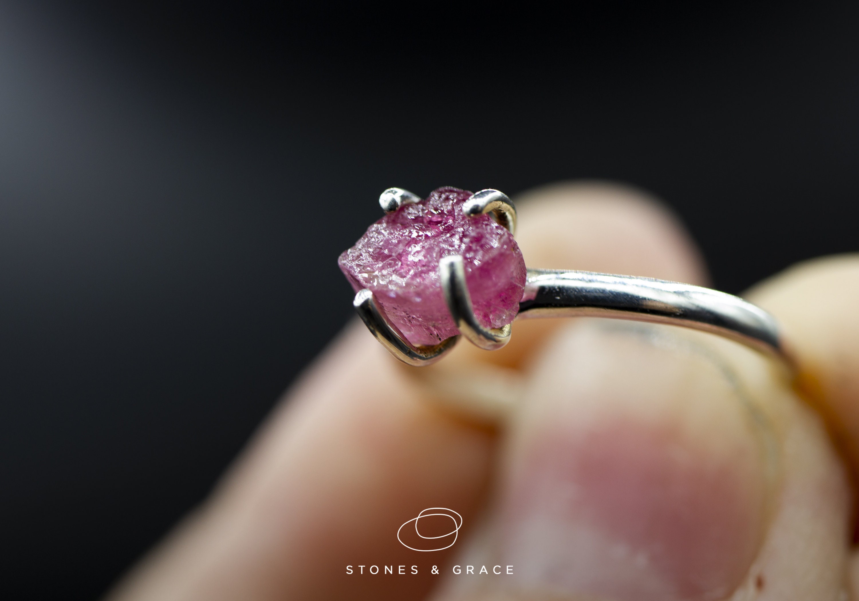 Pink Tourmaline and silver ring Raw Tourmaline Solid Silver | Etsy