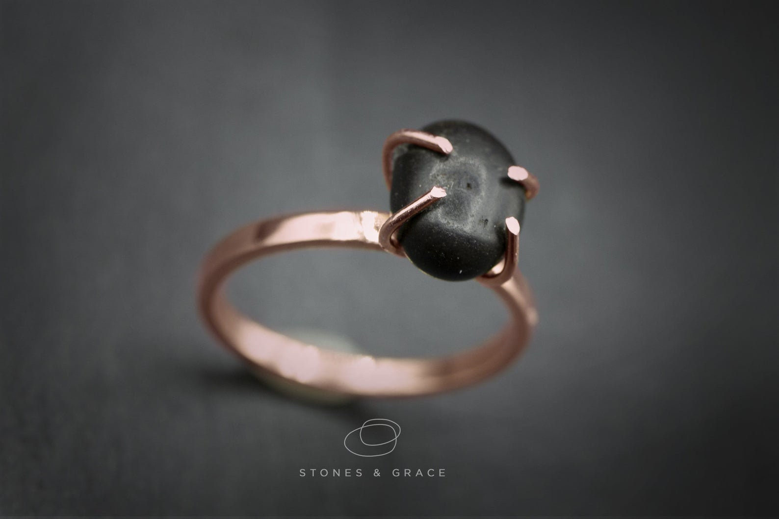 Black LAVA and Solid Gold Ring Icelandic Basalt Ring - Etsy Canada