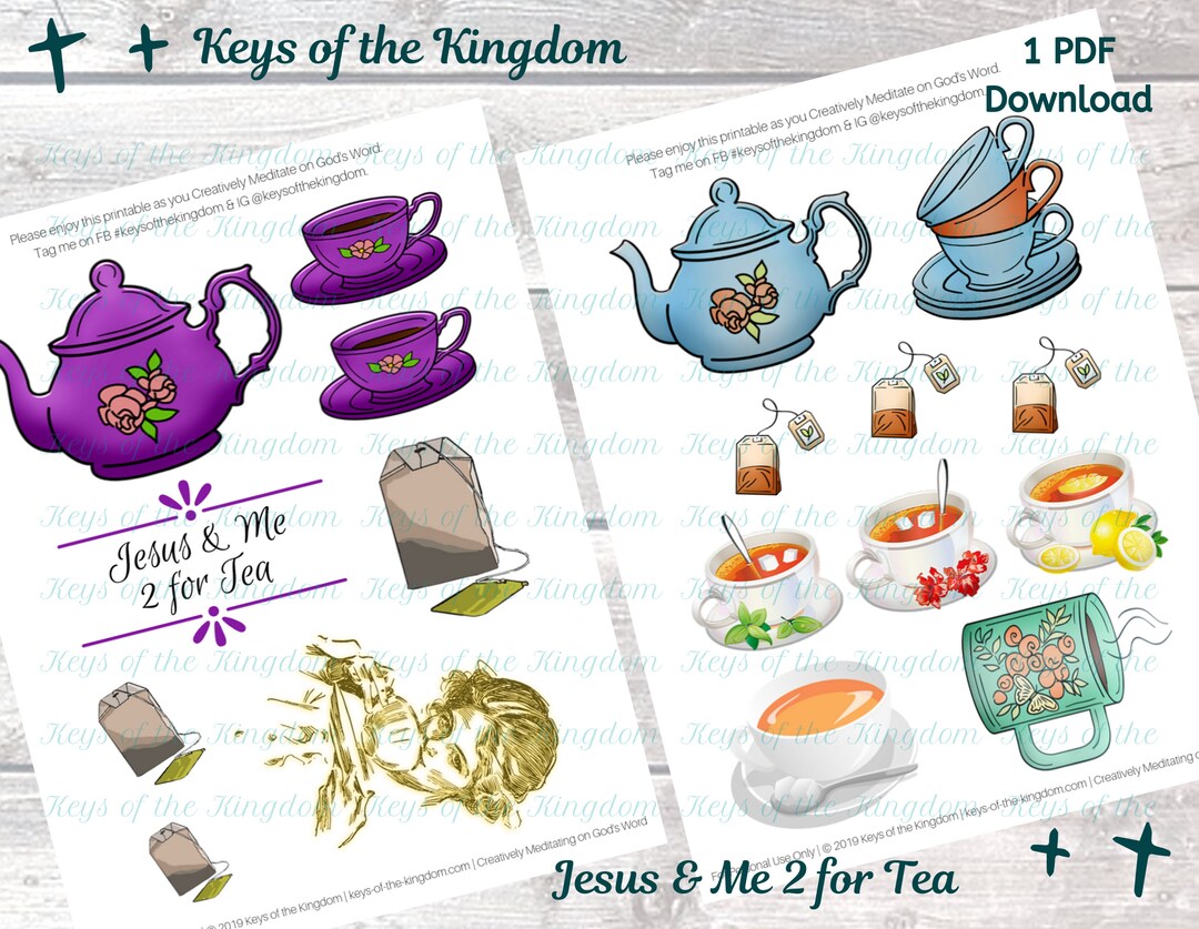 Bible Journaling Printable - Jesus & Me 2 for Tea - Easy to Print - Tea ...