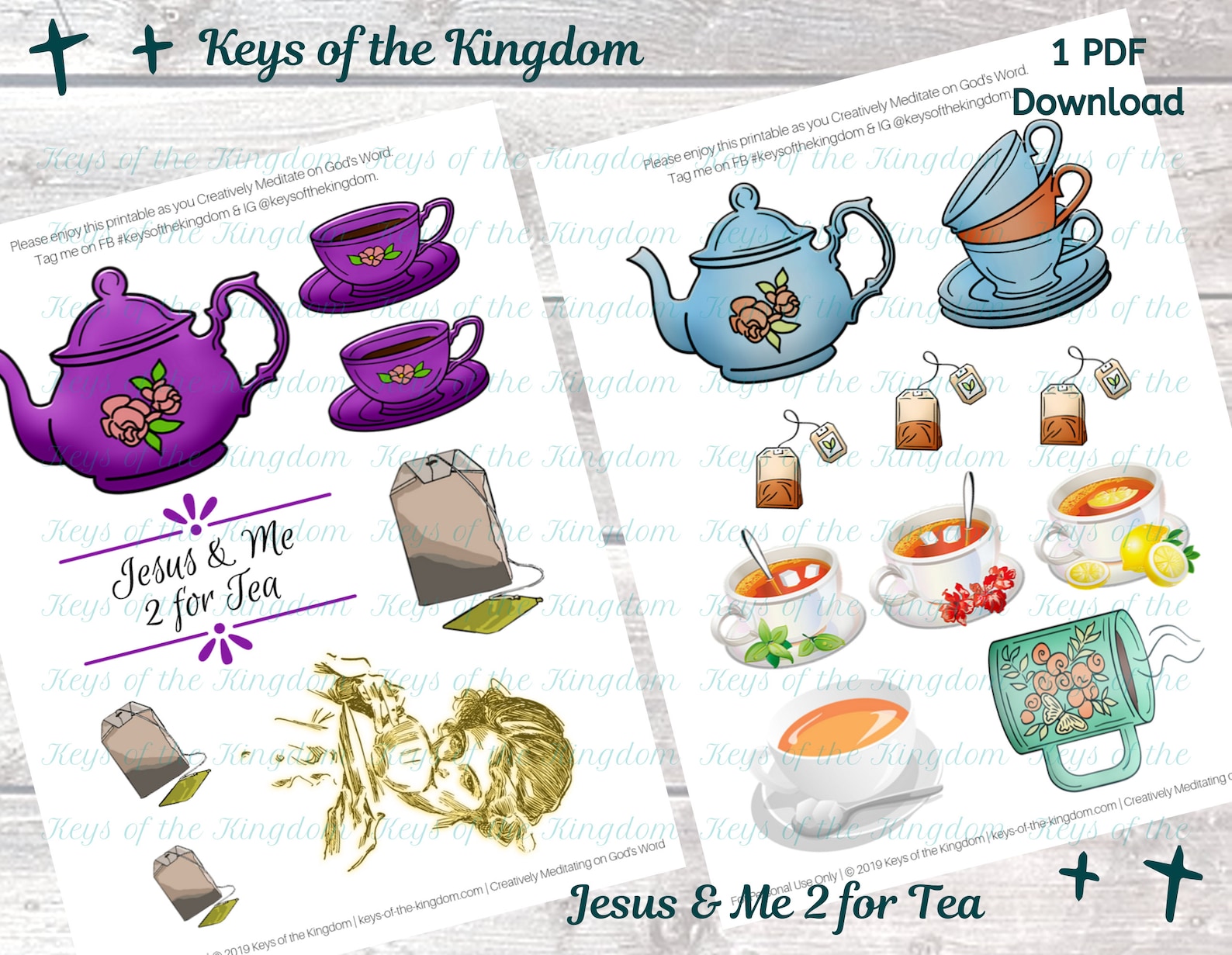 Bible Journaling Printable - Jesus & Me 2 for Tea - Easy to Print - Tea ...