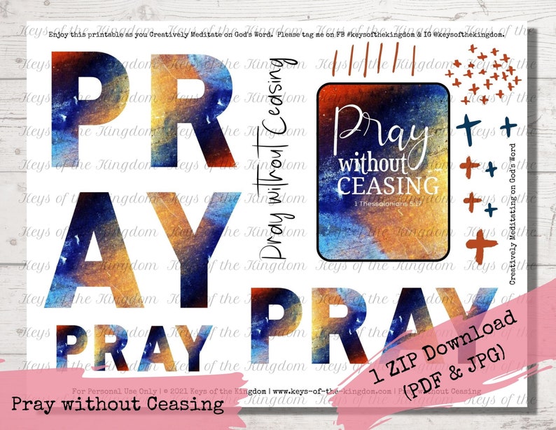 Bible Journaling Printable Pray Without Ceasing Prayer - Etsy