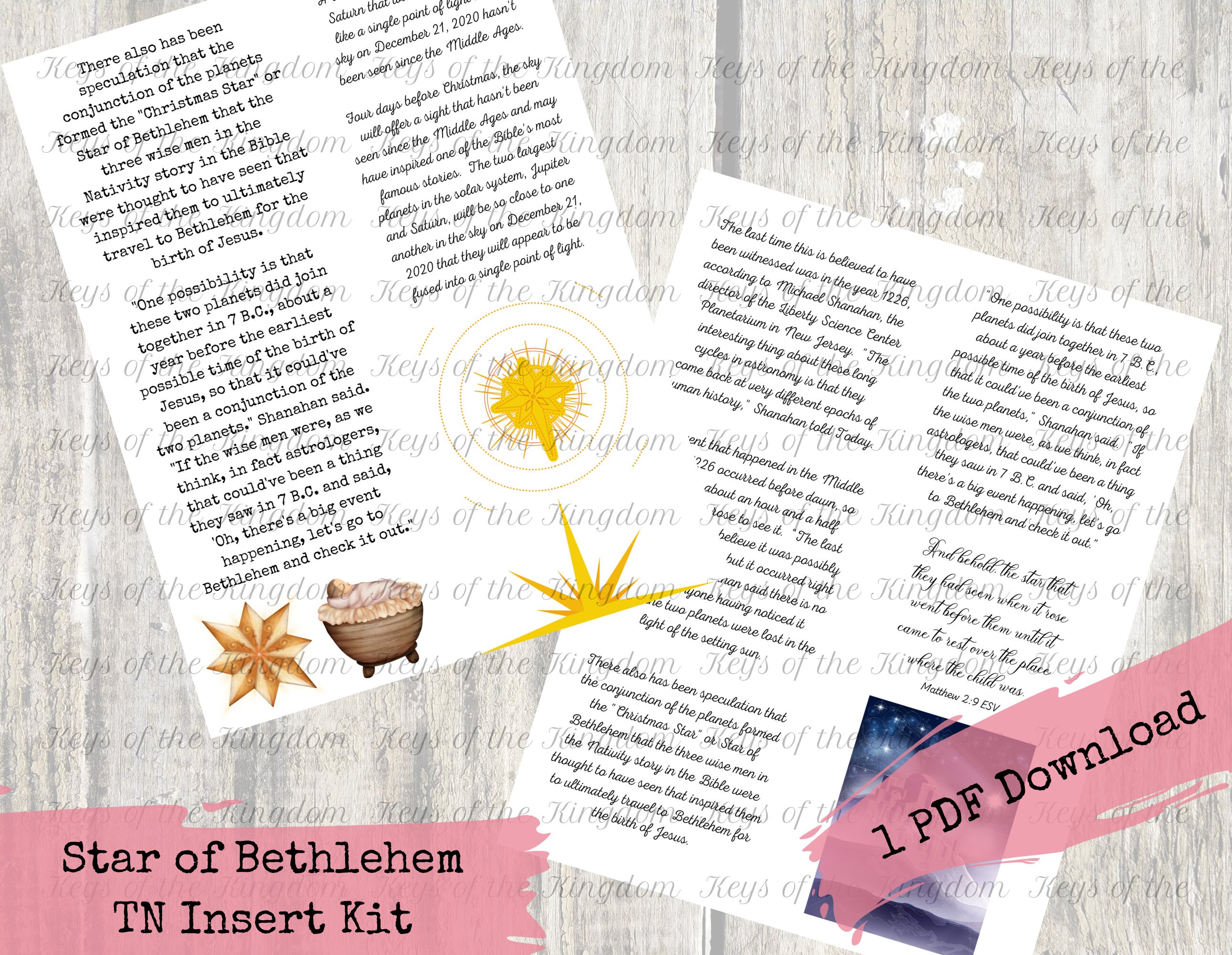 Bible Journaling Printable Star of Bethlehem TN Insert Kit - Etsy