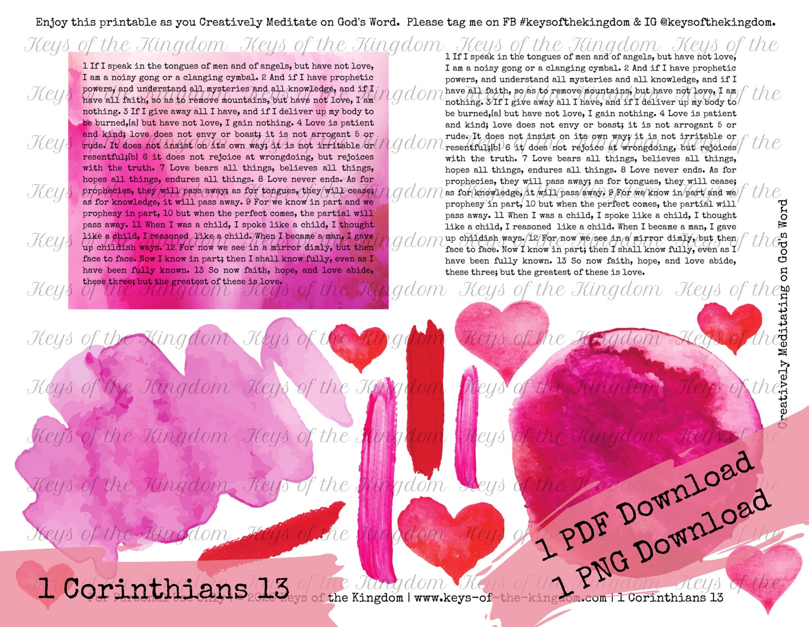 1 Corinthians 13 Printable – Love Chapter Bible Journaling (PDF & PNG ...