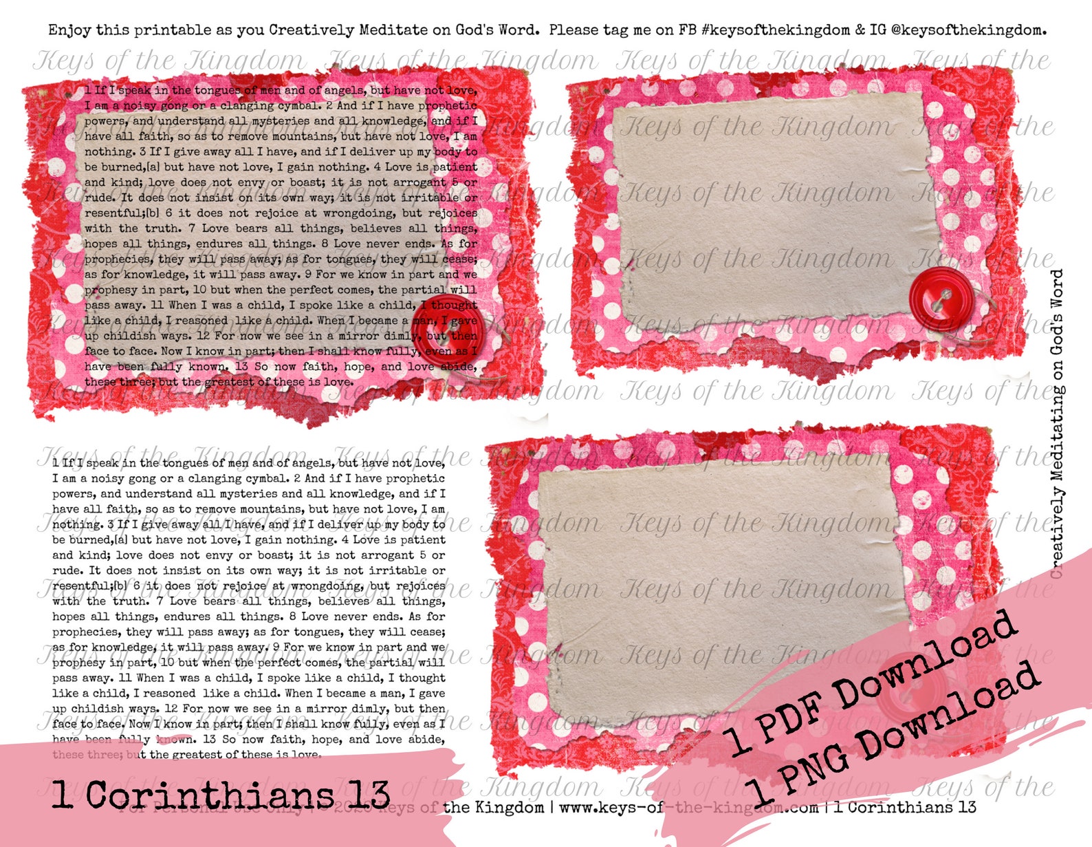 1 Corinthians 13 Printable – Love Chapter Bible Journaling (PDF & PNG ...