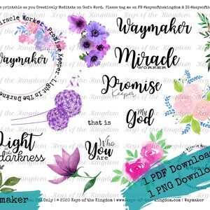 Bible Journaling Printable - Waymaker - Miracle Worker - Promise Keeper ...
