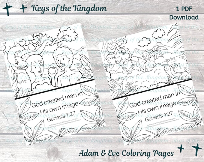 Adam and Eve in the Garden of Eden Two Page Spread for Bible Journaling ...