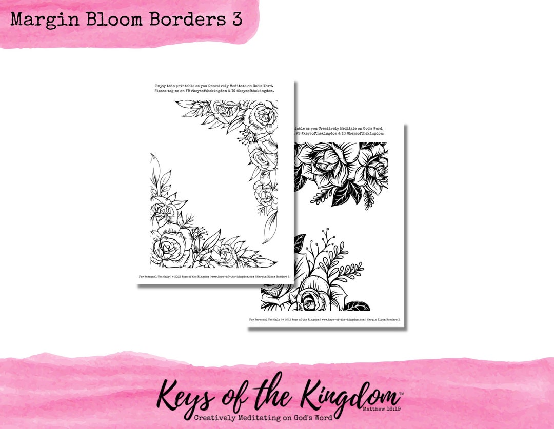 Bible Journaling Printable - Margin Blooms Borders 3 - Easy to Print ...