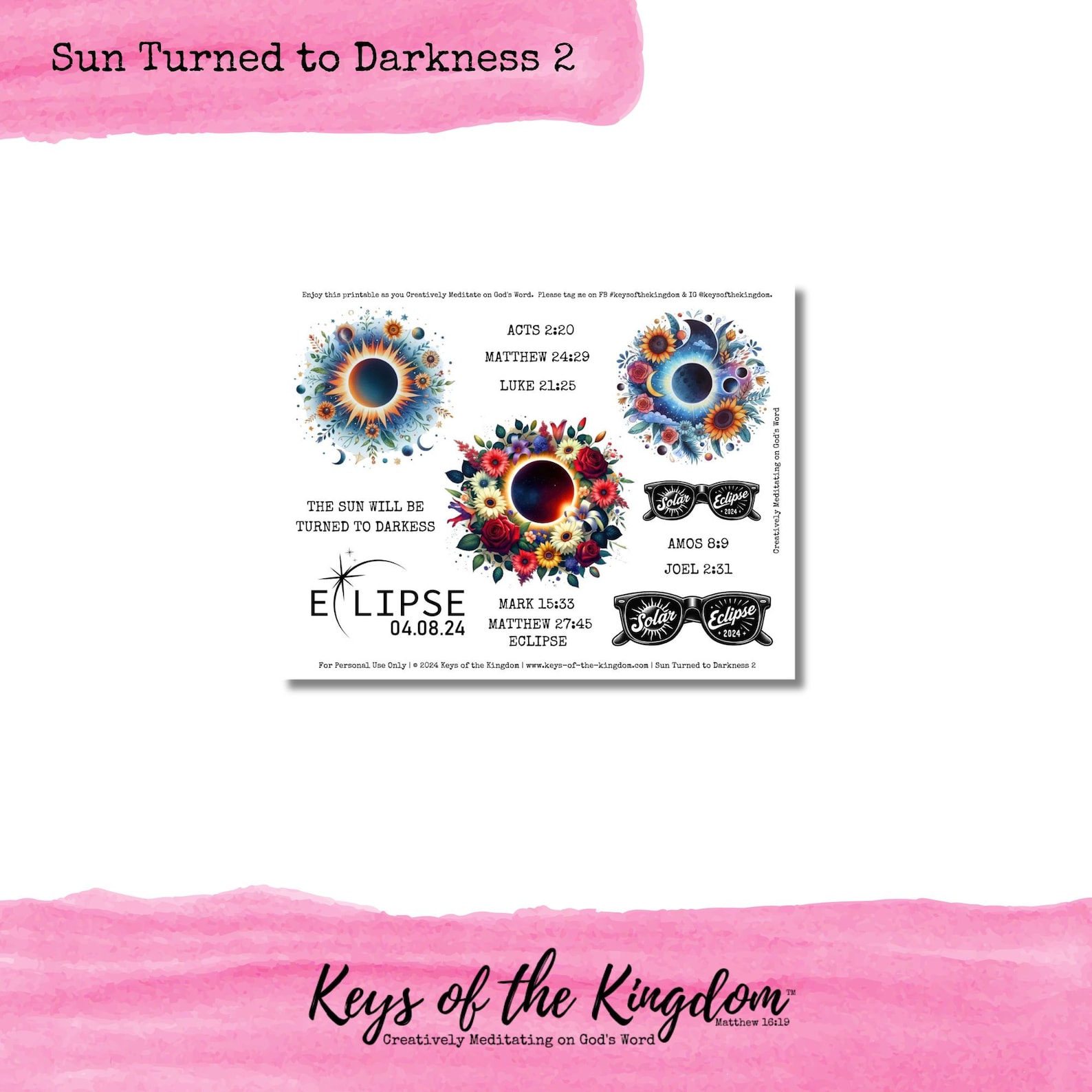 Solar Eclipse Bible Journaling Printable – Sun Turned to Darkness (PDF ...